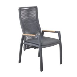 Interliving Positionstuhl Anthrazit/Sooty mit Teakarmlehne ca. 63x57x107 cm