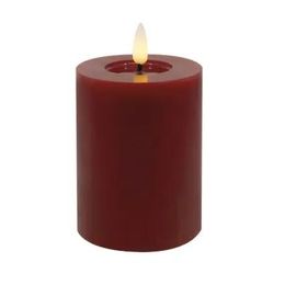 LC Wholesaler LED Stumpenkerze Red smooth Echtwachs, 7,5x10 cm