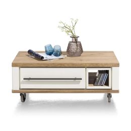 Henders & Hazel Jardin Couchtisch 39905-WIT, Eiche Railway brown furniert, Akzent: Wei&szlig;, ca.100x40x60 cm