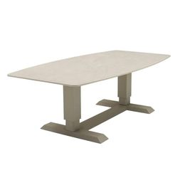 LC Garden Gartentisch Terrano Bootsform H&ouml;henverstellbar Beige ca. 180x90x51-68 cm