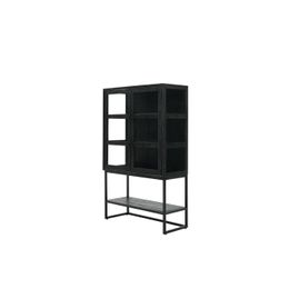 Roomio No. 2001 Vitrine Mango massiv schwarz ca. 100x160x42 cm