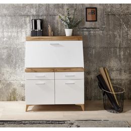 Innostyle Kommode/Sekret&auml;r Secret Wei&szlig; matt/Eiche Altholz NB ca. 98x124x42 cm