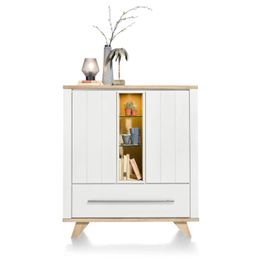 Henders & Hazel Jardin Schrank 39900-WIT Eiche Railway brown furniert, Akzent: Wei&szlig;, mit LED-Beleuchtung, ca.210x60x45 cm