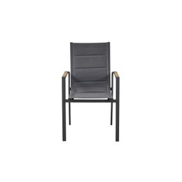 LC Garden Stapelstuhl 229755 Unicamo ca. 57x68x92 cm Aluminiumgestell Anthrazit Teak Armlehnen & Sitz- und R&uuml;ckenlehne aus gepolsterten Textilen