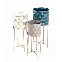 HAKU Blumens&auml;ule 3er Set Basel 9 gold-creme-petrol-taupe