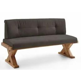 NIEHOFF SITZM&Ouml;BEL Niehoff Einzelbank Alexa Balkeneiche natur massiv Anthrazit gepolstert ca. 168 cm