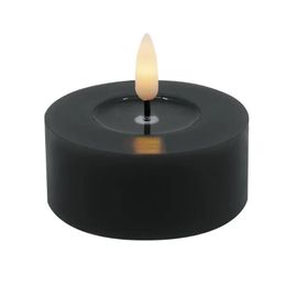LC Wholesaler LED Teelicht 2er Set Winter Echtwachs winter black smooth 6,8x3cm 3D-Flamme warmwei&szlig;
