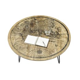 Stolkom Couchtisch Mangoholz/Aufdruck Weltkarte ca. 90x45 cm