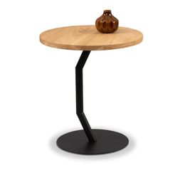 M2 Beaut&eacute; M2 Kollektion Beistelltisch Tim 2 Wildeiche massiv/Metall schwarz ca. 50 cm Durchmesser