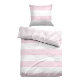 Tom Tailor Linon Bettw&auml;sche rose 1x 155x220 cm + 1x 80x80 cm