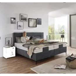 Fey Boxspringbett 7 Karat Avantgarde, Bezug Rubin Ragusa anthrazit, 180x200 cm mit Motor