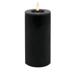 LC Wholesaler LED Stumpenkerze Winter Echtwachs black smooth 10x20 cm