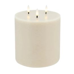 LC Wholesaler LED 3-Docht-Kerze Basic Echtwachs cream rustic 15x15cm 3D-Flamme warmwei&szlig;