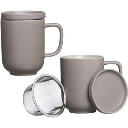 Ritzenhoff & Breker Ritzenhoff Henkelbecher Jasper 360 ml mit Sieb + Deckel Braun