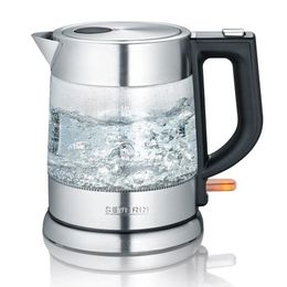 Severin Glas-Wasserkocher Edelstahl-geb&uuml;rstet-schwarz - 1000 ml, 2200W