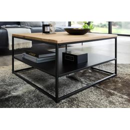 Stolkom Couchtisch Tilda Eiche Massiv/Schwarz ca. 75x40x75 cm