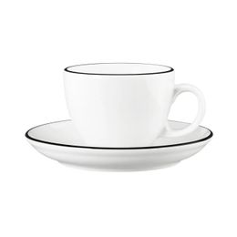 Seltmann Weiden Seltmann Cappuccinotasse mit Untertasswe 0,22 l Wei&szlig;, schwarzer rand