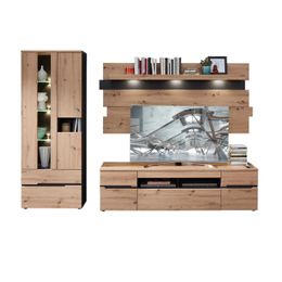 Innostyle Wohnwandkombination Memphis Artisan Eiche ca. 287x197x47 cm - inkl. Beleuchtung -