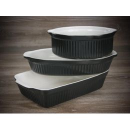Creatable Auflaufform, rund, 25 cm Schwarz/Wei&szlig;