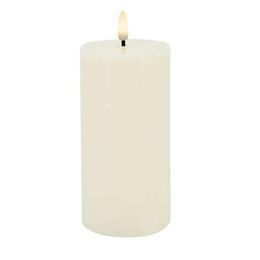 LC Wholesaler LED Stumpenkerze Basic Echtwachs Cream rustig 7,5x15 cm warmwei&szlig;
