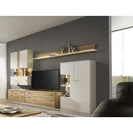 RMW Vienna Wohnwand VZ: 36433G Lack Seidengrau / Asteiche ca.345x218x49 cm