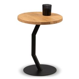 M2 Beaut&eacute; M2 Kollektion Beistelltisch Tim 1 Wildeiche massiv/metall schwarz ca. 35 cm Durchmesser