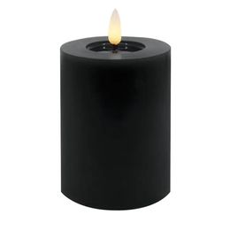 LC Wholesaler LED Stumpenkerze Winter Echtwachs winter black smooth 7,5x10cm 3D-Flamme warmwei&szlig;