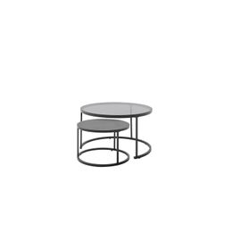 ABP Couchtisch-Set Glas/Metall schwarz
