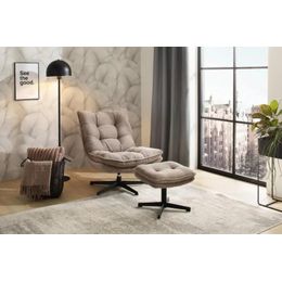 ProCom Relaxsessel inkl. Hocker Kasper Cord Taupe 76x85x87 cm