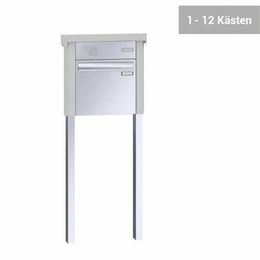 Renz LEABOX freistehende Briefkastenanlage mit Sprechfeld in V2A Edelstahl - LEA20 (1-12-fach)