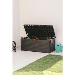 Kissenbox, Anthrazit, Holzoptik, 1 F&auml;cher, 148x60x72 cm, UV-best&auml;ndig, wetterbest&auml;ndig, geeignet zum Sitzen, Aufbewahrung & Schutzh&uuml;llen, Gartenboxen