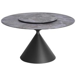 Esstisch, Schwarz, Metall, Glas, Holzwerkstoff, rund, konisch, 140x79x140 cm, Esszimmer, Tische, Esstische, Glastische