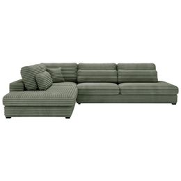 Livetastic Ecksofa, Gr&uuml;n, Kunststoff, 5-Sitzer, F&uuml;llung: Schaumstoff, Ottomane links, L-Form, 332x244 cm, Made in EU, seitenverkehrt erh&auml;ltlich, Wohnzimmer, Sofas & Couches, Wohnlandschaften, Ecksofas