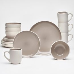 Van Well Kombiservice London, Taupe, Keramik, 16-teilig, 360 ml,660 ml, robust, lebensmittelecht, Essen & Trinken, Geschirr, Geschirr-Sets, Kombiservice