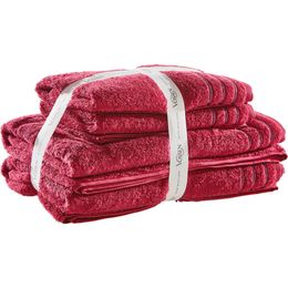 Vossen Frottierset Grossetto Bundle, Rot, Textil, 4-teilig, Uni, ISO 9001, Fkt, Made in Austria, Oeko-Tex&reg; Standard 100, hochwertige Qualit&auml;t, Badtextilien, Handtuch-Sets