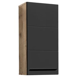 Mid.you H&auml;ngeschrank, Eiche, Schwarz, Holzwerkstoff, 1 F&auml;cher, einzeln stellbar, 34x70x23 cm, h&auml;ngend, Badezimmer, Badezimmerschr&auml;nke, H&auml;ngeschr&auml;nke