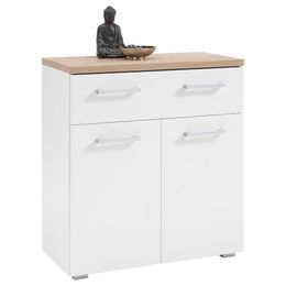 Mid.you Schuhschrank, Wei&szlig;, Eiche, Holzwerkstoff, 2 F&auml;cher, 1 Schublade(n) Schubladen, 78x85x38 cm, Beim&ouml;bel erh&auml;ltlich, Garderobe, Schuhaufbewahrung, Schuhschr&auml;nke