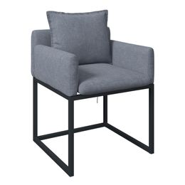 Gardenson Gartensessel, Dunkelgrau, Metall, Textil, eckig, 63x75x60 cm, Bsci, wetterbest&auml;ndig, lichtecht, inklusive Armlehnen, gepolsterte Armlehnen, Gartenm&ouml;bel, Gartenst&uuml;hle, Gartenst&uuml;hle