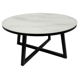 Xora Couchtisch, Schwarz, Wei&szlig;, Metall, Glas, rund, Flachrohr, 80x40x80 cm, Wohnzimmer, Wohnzimmertische, Couchtische, Couchtische Glas