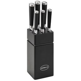 R&ouml;sle R&ouml;sle Messerblock, Schwarz, Metall, 7-teilig, 15x12x38 cm, Kochen, K&uuml;chenmesser, Messersets