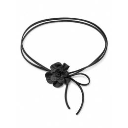 Tailleng&uuml;rtel "Bl&uuml;te", Damen, Gr. onesize, schwarz, Leder, Collezione Alessandro, unifarben, Basic, G&uuml;rtel, Lederband mit echt Leder Bl&uuml;te