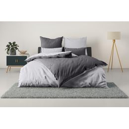 Wendebettw&auml;sche OTTO HOME "Desner2 100% Microfaser, extra weich, allergikerfreundlich", silber (anthrazit, silber), B/L: 135cm x 200cm, 1 Stk., 1 Stk., Microfaser, B/L: 80cm x 80cm, 2, Microfaser, Obermaterial: 100% Polyester, Bettw&auml;sche, Wendebettw&auml;sche, Premium Qualit&auml;t, uni, schnell trocknend, pflegeleicht, ab 135x200 cm