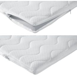 Boxbett OTTO HOME "Wehma mit Kopfteil inkl. Bettkasten", wei&szlig; (anthrazit), B:144cm L:224cm, Komplettbetten, in H2, H3 & H4 w&auml;hlbar, inklusive Topper