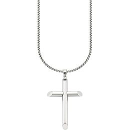 Kette mit Anh&auml;nger Bruno Banani "Schmuck Geschenk Halsschmuck Halskette mit Anh&auml;nger gro&szlig;es Kreuz", silber (edelstahlfarben), Halsketten, Damen, Edelstahl, L: 70 B: 3,4mm, B:3,4mm