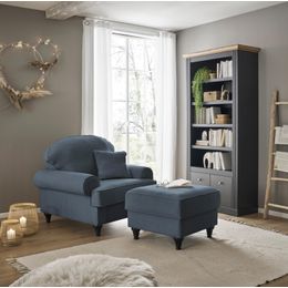 Sessel OTTO HOME "WESTMINSTER", blau (marineblau), B:110cm H:95cm T:100cm, 92% Polyester / 8% Nylon, Sessel, Sessel, mit Federkern-Polsterung