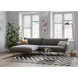 Ecksofa OTTO HOME "Stine L-Form", grau, B:249cm H:86cm T:159cm, Struktur (100% Polyester);Struktur weich (85% Polyester/15% Nylon);Samtoptik (100% Polyester), Sofas, Ecksofa, Besonderes Design durch Kissenoptik und Keder