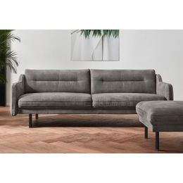 2,5-Sitzer OTTO HOME "Nordfyn", grau (dunkelgrau), B:229cm H:81cm T:92cm, Struktur weich (100% Polyester);Luxus-Microfaser Lederoptik (100% Polyester);100% NaturLEDER, Sofas, edles Design in 3 Bezugsqualit&auml;ten