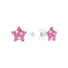 Paar Ohrstecker Prinzessin Lillifee "Shining Star", wei&szlig; (silberfarben, rosa, kristallwei&szlig;, rosa, kristallwei&szlig;), Ohrringe, M&auml;dchen, Silber 925 (Sterlingsilber), mit Preciosa Crystal