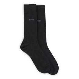 Businesssocken BOSS "2P RS Uni CC", Herren, Gr. 43-46, grau (charcoal 012), Baumwollmischung, unifarben, normal, Socken, mit Markenlogo