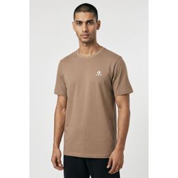 T-Shirt Converse "EMBROIDERED STAR CHEVRON TEE", Jungen, Gr. M, beige (mushroom for), Single Jersey, Obermaterial: 100% Baumwolle, regular fit, Rundhals, normaler Saum, Shirts T-Shirt